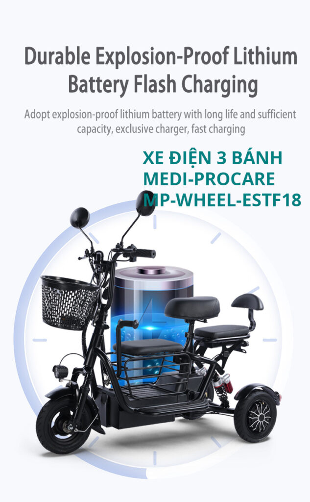 Xe điện 3 bánh, xe ba bánh điện mini, gấp gọn, 3 chỗ ngồi, giá rẻ, cho ...