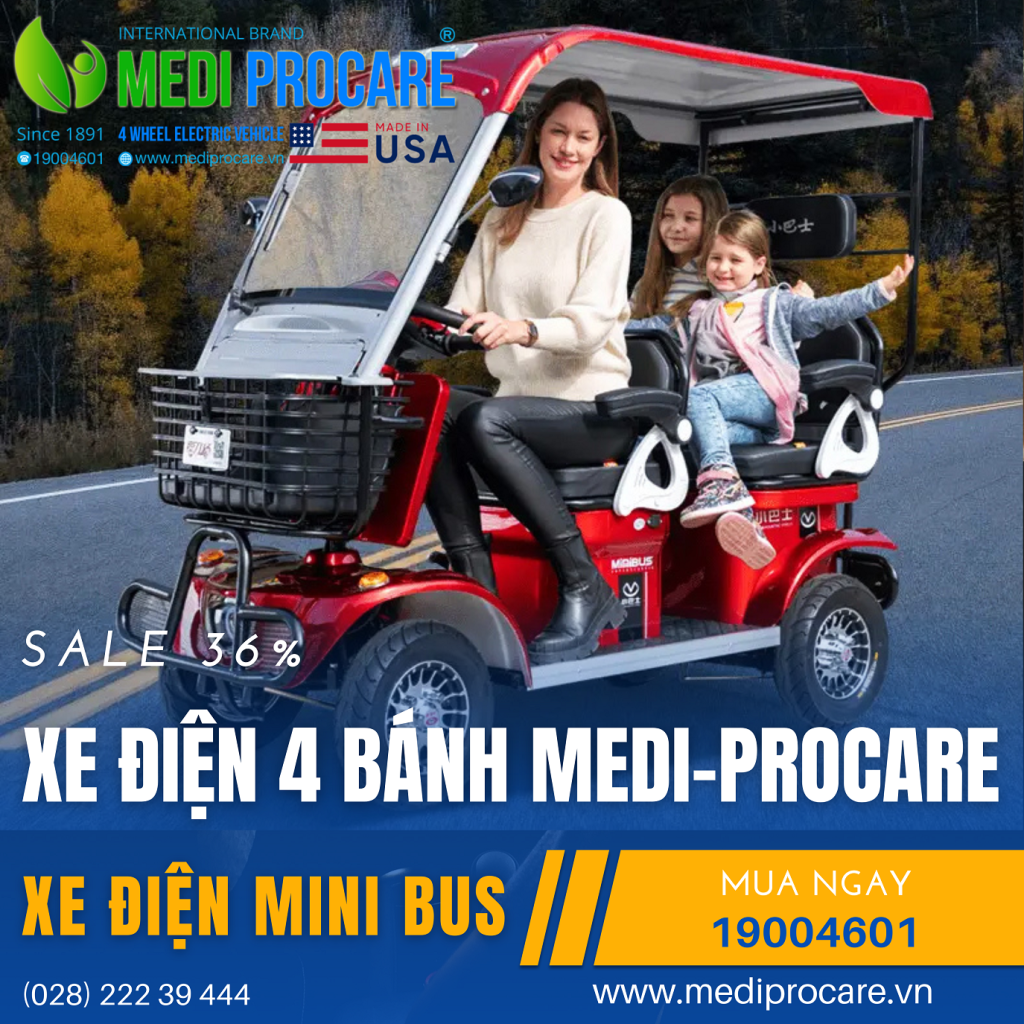 Xe điện 4 bánh có mái che, xe điện mini bus, giá rẻ MEDI-PROCARE MP ...